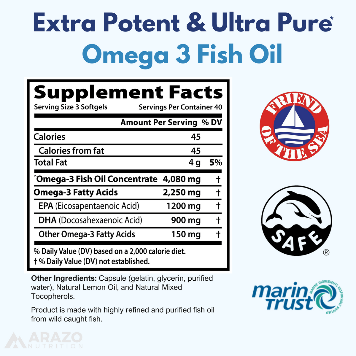 Omega 3 Fish Oil - Arazo Nutrition